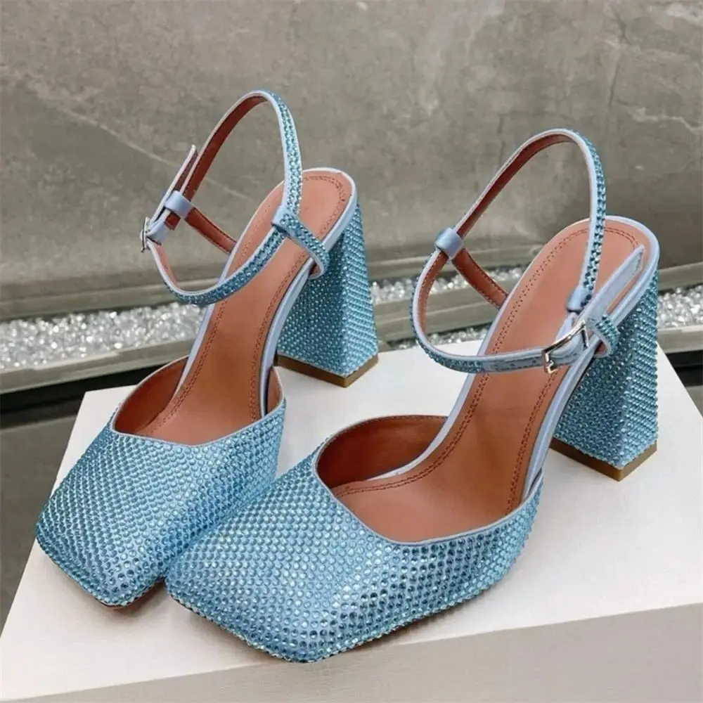 Women-s-Square-Head-Crystal-Decoration-High-Heel-Shoes-Candy-Color ...
