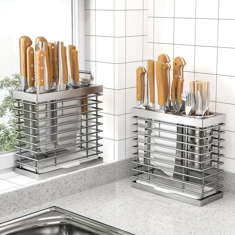 304 Stainl Steel Knife Holder Kitchen Storage Knife Tool Ra Home Use ...