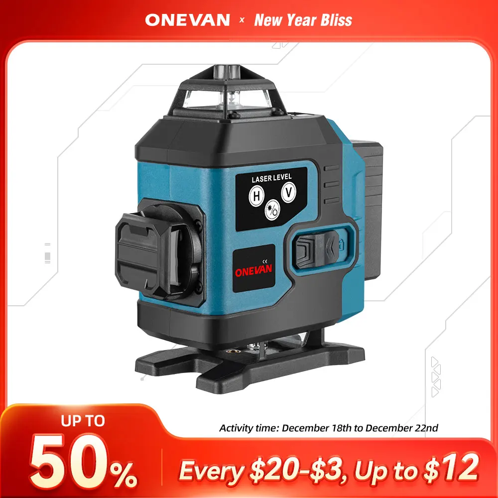 ONEVAN-4D-16-Line-Laser-Level-2x4000mah-Battery-360-Horizontal-Vertical ...