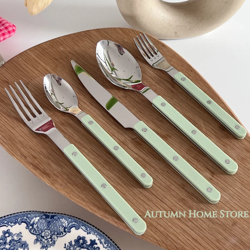 Mint-Manbo-Color-Stainless-Steel-Knife-Fork-Spoon-Set-Western-Tableware ...