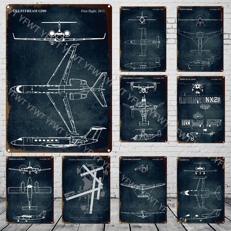 Aircraft-Model-Explains-Detailed-Parts-Introduction-Metal-Tin-Signs ...