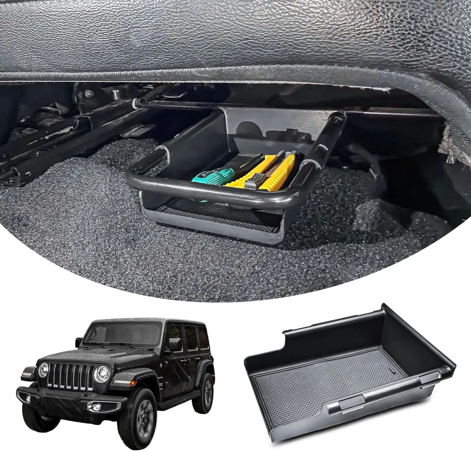 Front Under-Seat Center Console Organizer For Jeep Wrangler JL/JLU 2018 ...