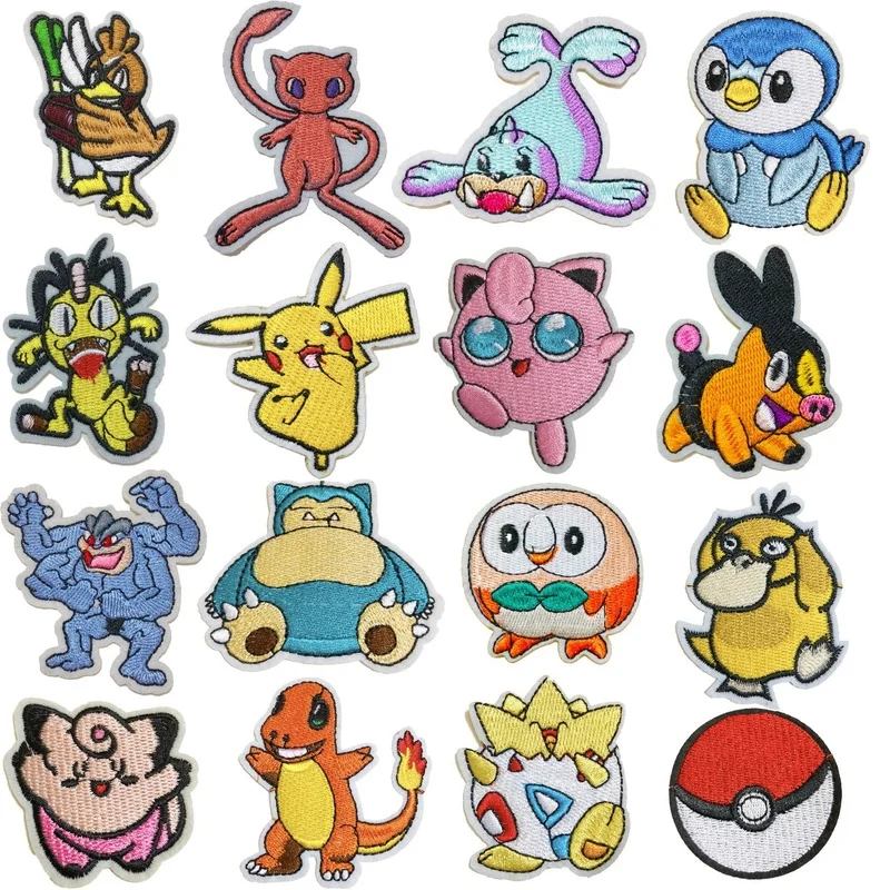 Pokemon Cloth Patch Pikachu Clothes Stickers Sew On Embroidery Patches ...