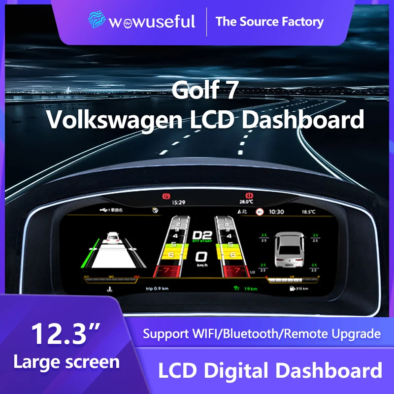 12.3‘’ Lcd Digitaal Dashboard Cluster For VW Golf7 MK7 2013-2020 Years ...