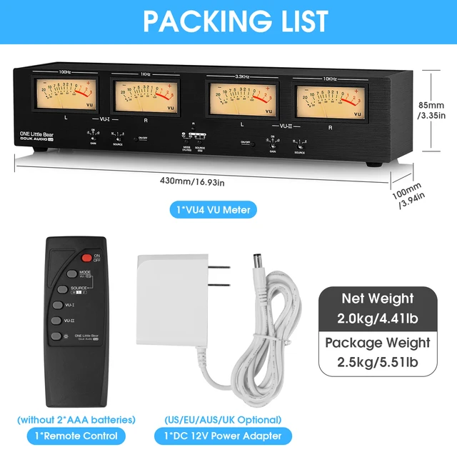 Douk Audio 4-Channel Analog VU Meter RCA/XLR Switcher Box Audio ...