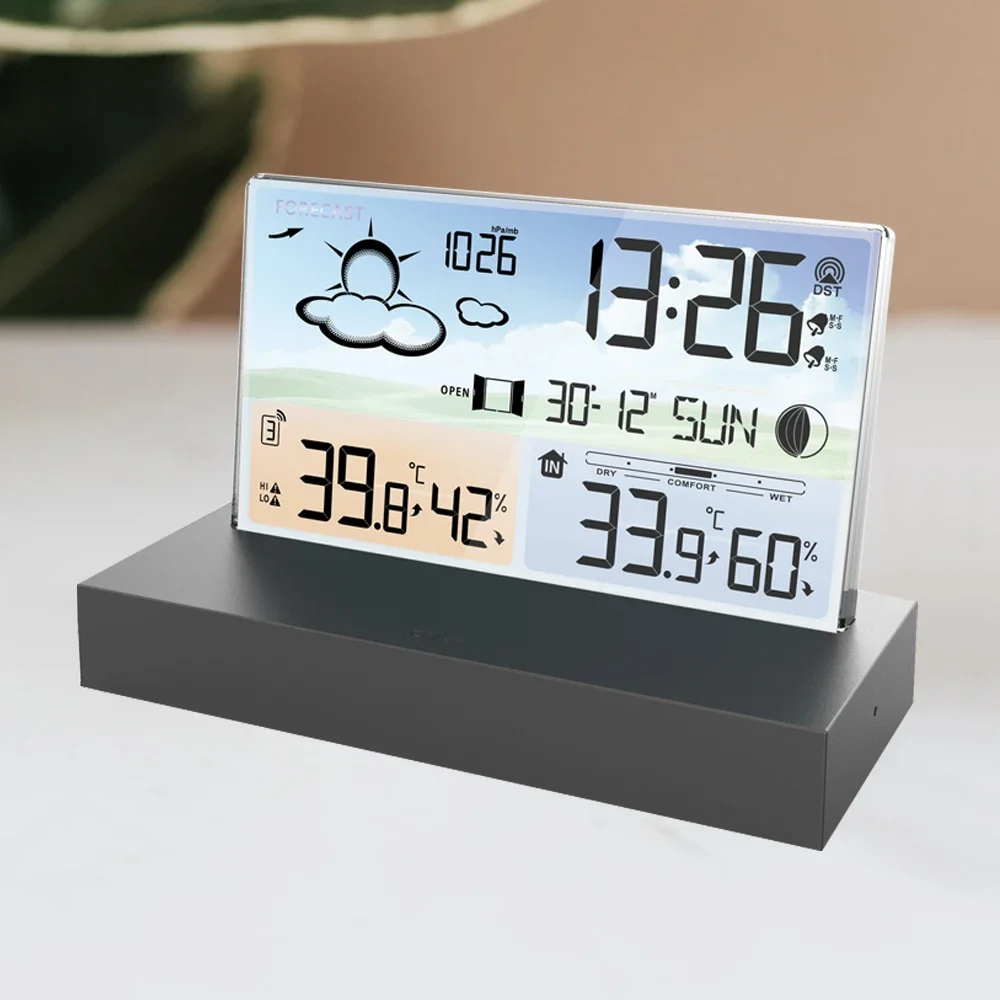 New-Transparent-Weather-Station-Glass-Colour-Screen-Thermometer ...