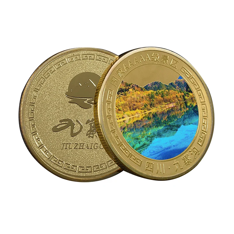 China-Vale-Jiuzhai-Moedas-Ouro-Coloridas-Banhado-Moedas-Colecion-veis ...