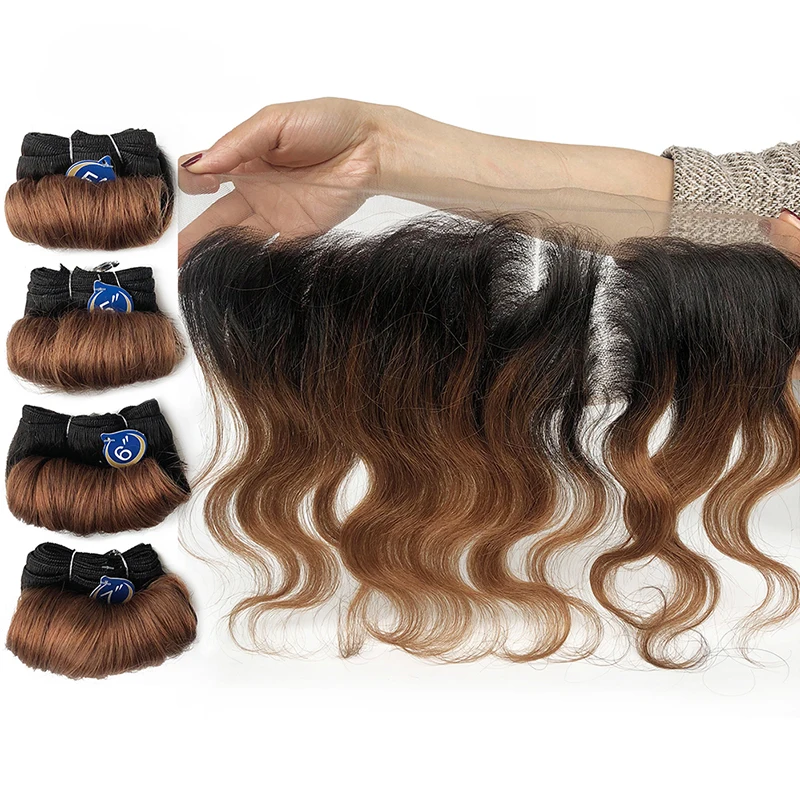 Brazilian-Curly-Bundles-With-Closure-100-Short-Human-Hair-Bundles-1B-27 ...