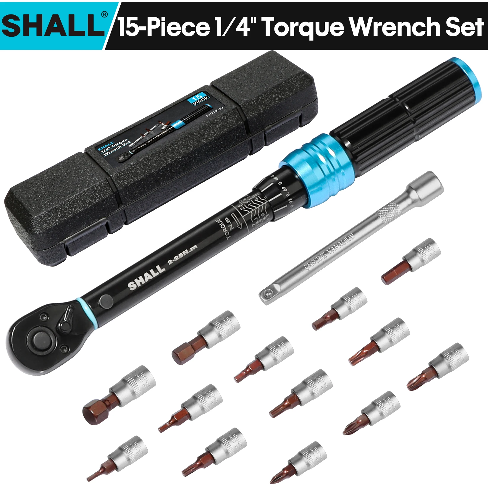 SHALL-15-Piece-1-4-Torque-Wrench-Set-2-25NM-Two-way-Precise-Ratchet ...