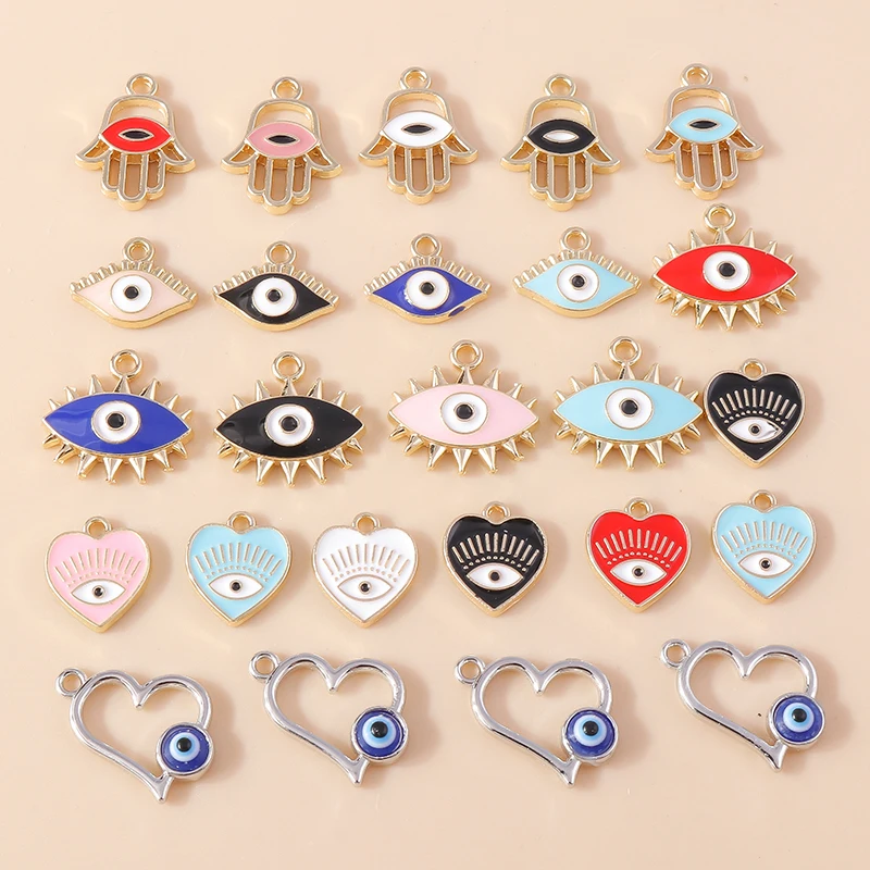 10Pcs-Mix-Turkish-Lucky-Eyes-Charms-Enamel-Evil-Eye-Charms-Pendants-for ...