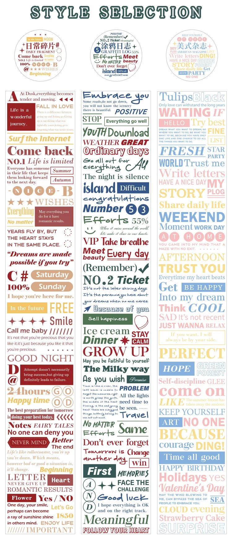 Basic Text Word Masking Washi Tape Vintage English Special Oil ...