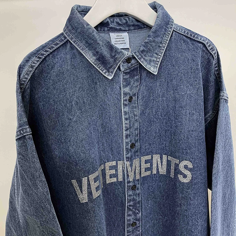 High-Quality-VETEMENTS-Denim-Jackets-Oversized-Washed-Blue-Denim-Men ...