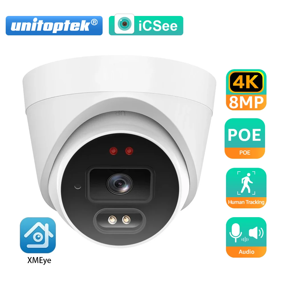 4k 8mp Ultra Hd H.265 Poe Ip Camera 5mp 3mp Icsee App Ai Motion ...
