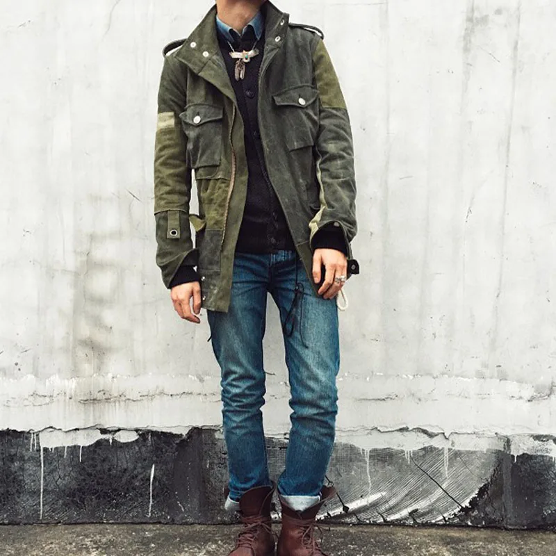 Men-Military-Style-M65-Jacket-Coat-Customized-Fabric-Craft-Knife-Cut ...