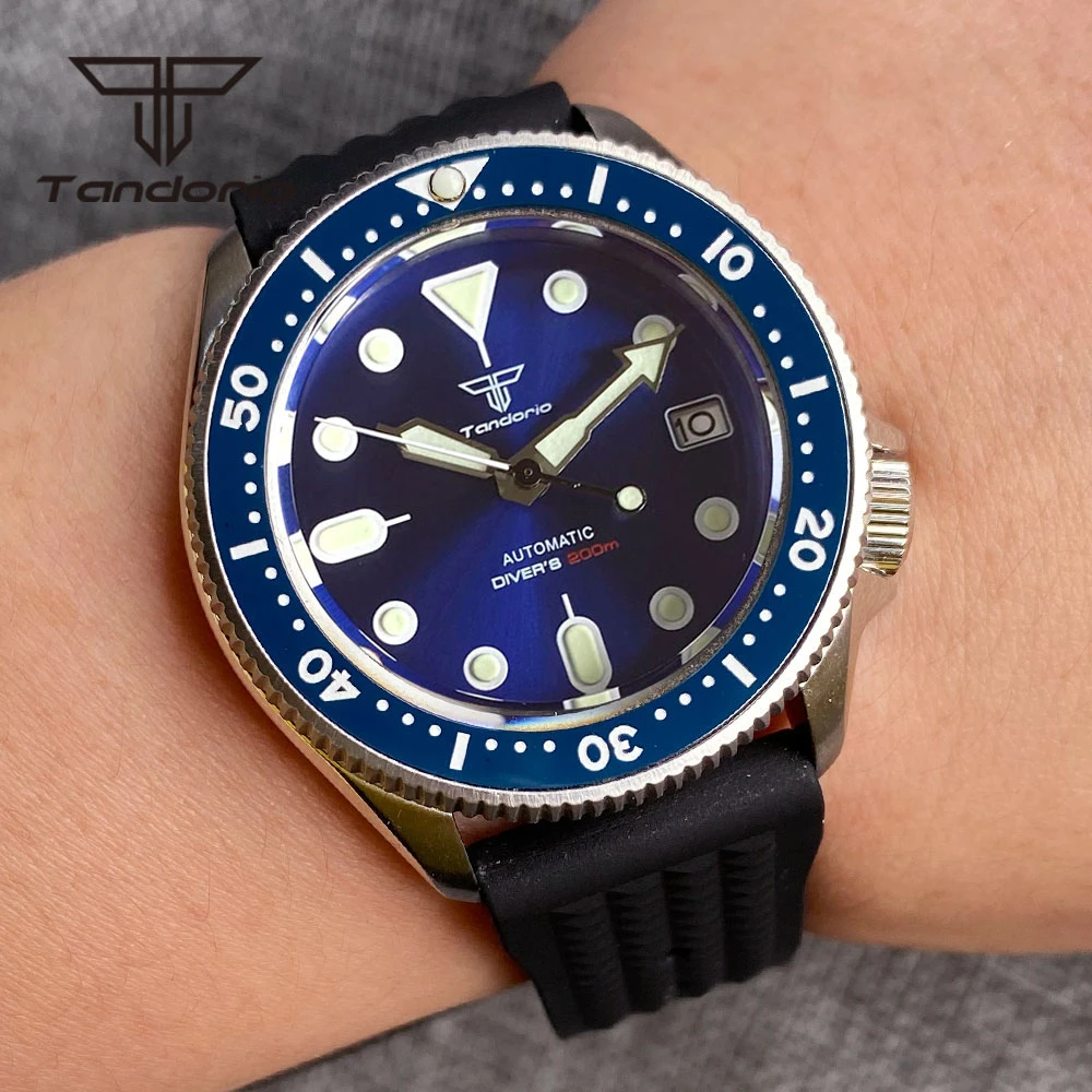 Tandorio Blue/Black/Green Dial Luminous 37mm NH35A Automatic 200m Men ...