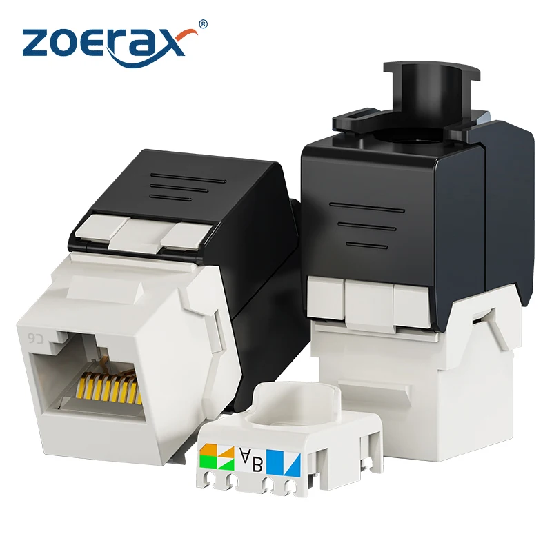 ZoeRax RJ45 Cat8 Cat7 Cat6A Shielded Keystone Jacks, RJ45 STP Tool-Less Type Zinc Alloy Module ...
