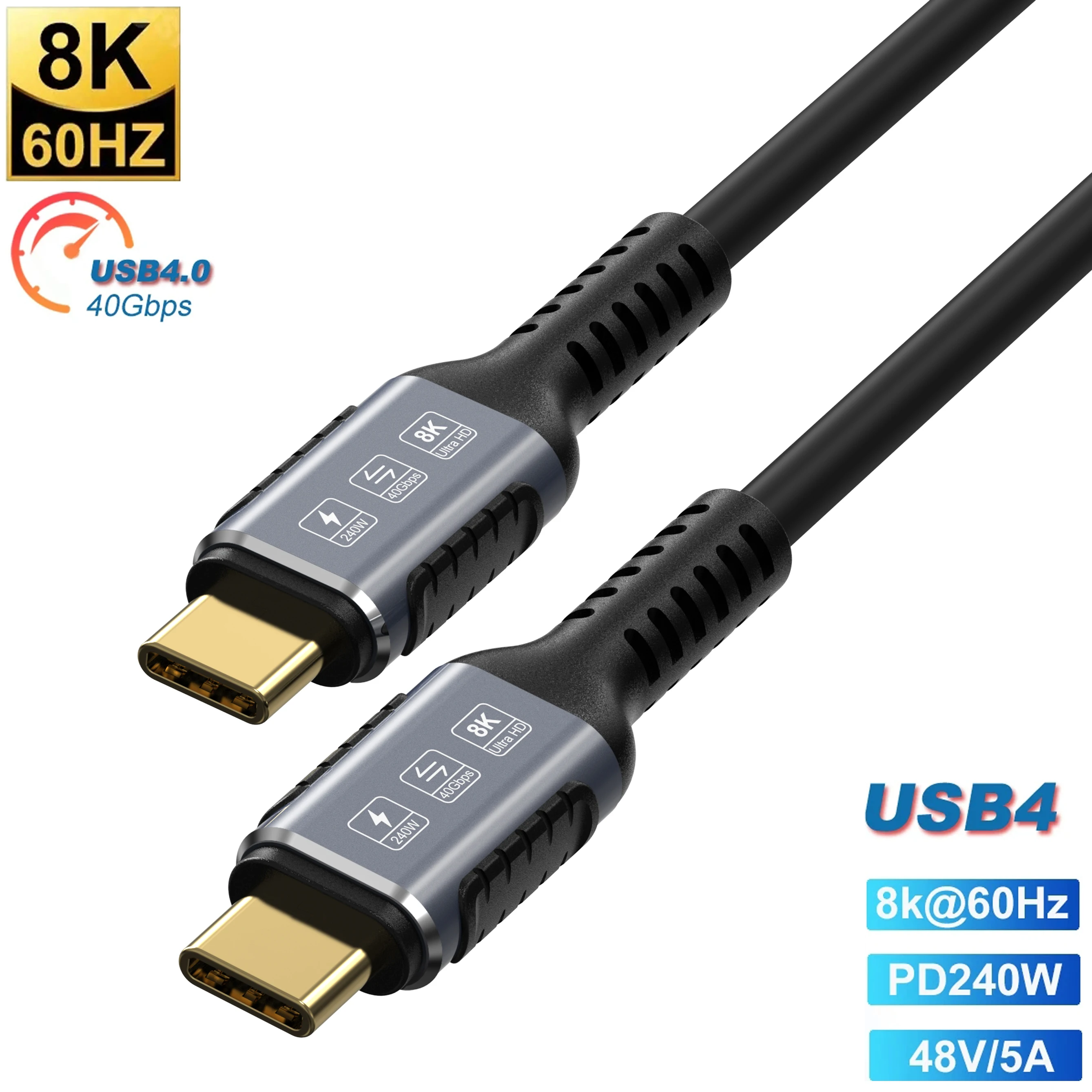 8K Video & 240W Charging, 40Gbps USB 4.0 Cable Type-c Cable/ Display ...