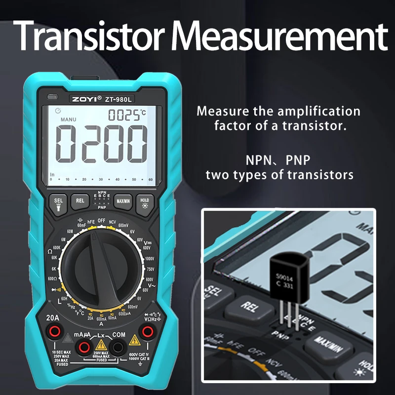 ZOYI-ZT-980L-digital-multimeter-6000-count-Transistor-Test-Frequncy ...