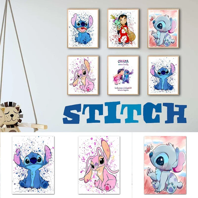 Disney-Stitch-Anime-Retro-Poster-Canvas-Poster-Cartoon-DIY-Wall-Sticker ...