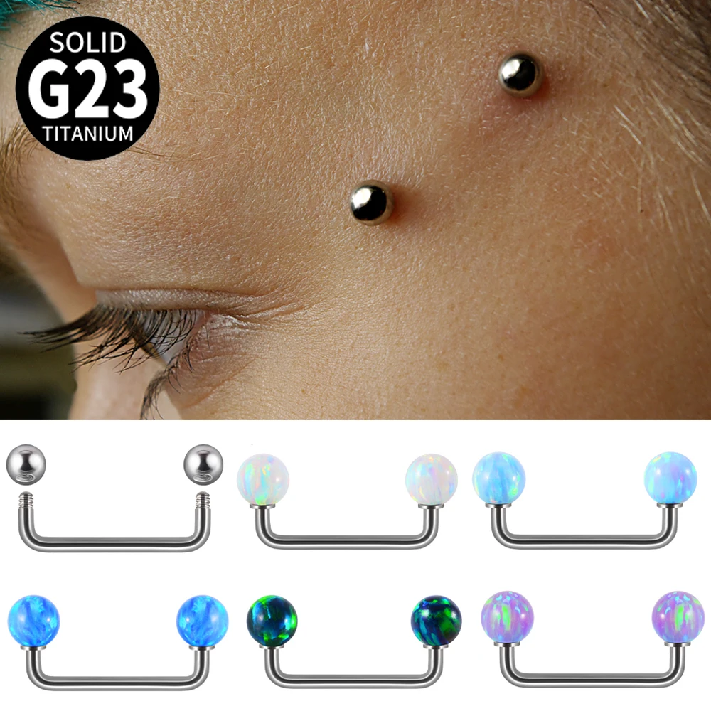 1PC-G23-Titanium-Surface-Piercings-8mm-14mm-Double-Ball-Staple-Surface-Piercing-Barbell-Opal ...