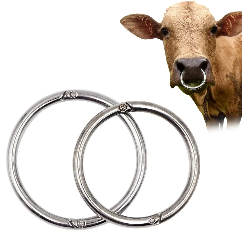Metal-Cattle-Nose-Rings-Bull-Cow-Bovine-Traction-Clamp-Farm-Animal ...