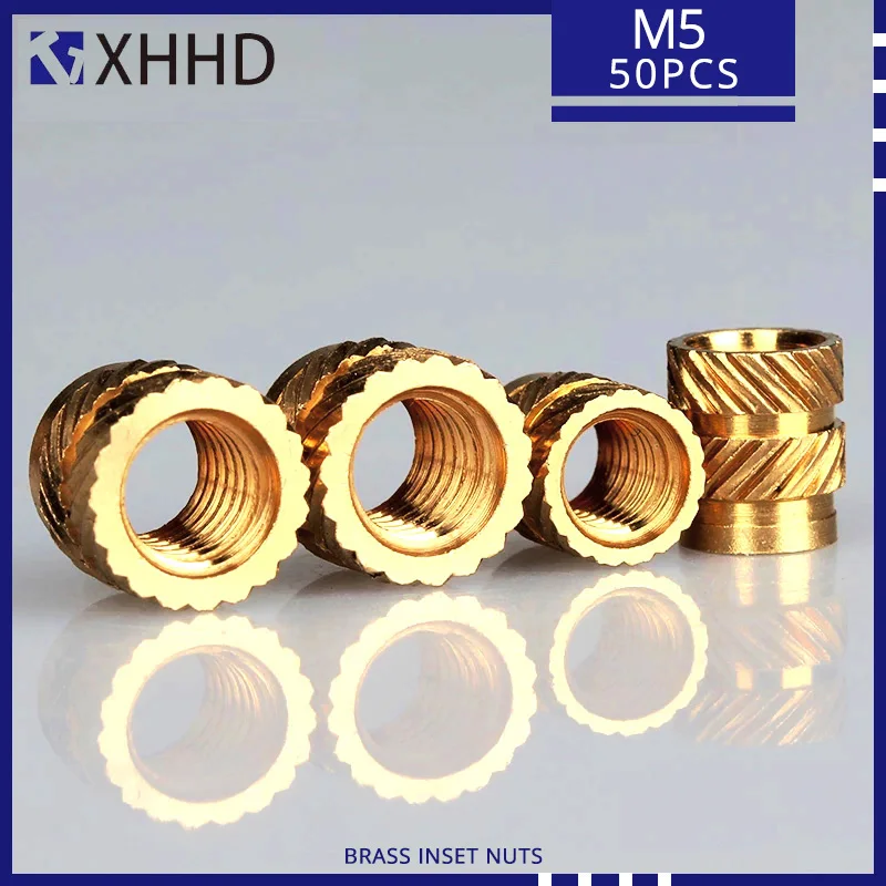 M5-50Pcs-Insert-Knurled-Nuts-Brass-Hot-Melt-Inset-Nuts-Heating-Molding ...