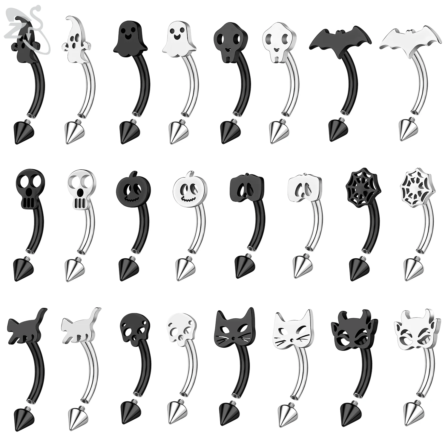 ZS 1 PC Punk 16G Stainelss Steel Eyebrow Piercing Men Pumpkin Ghost ...