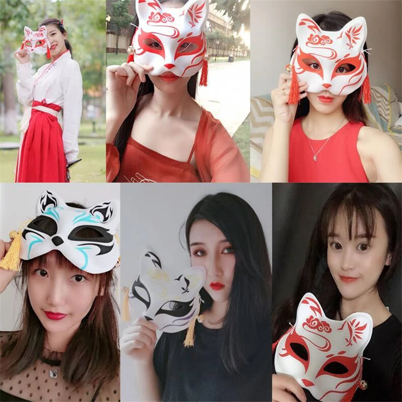 2022 Unisex Japanese Fox Mask With Tassels&bell Non-toxic Cosplay Hand ...