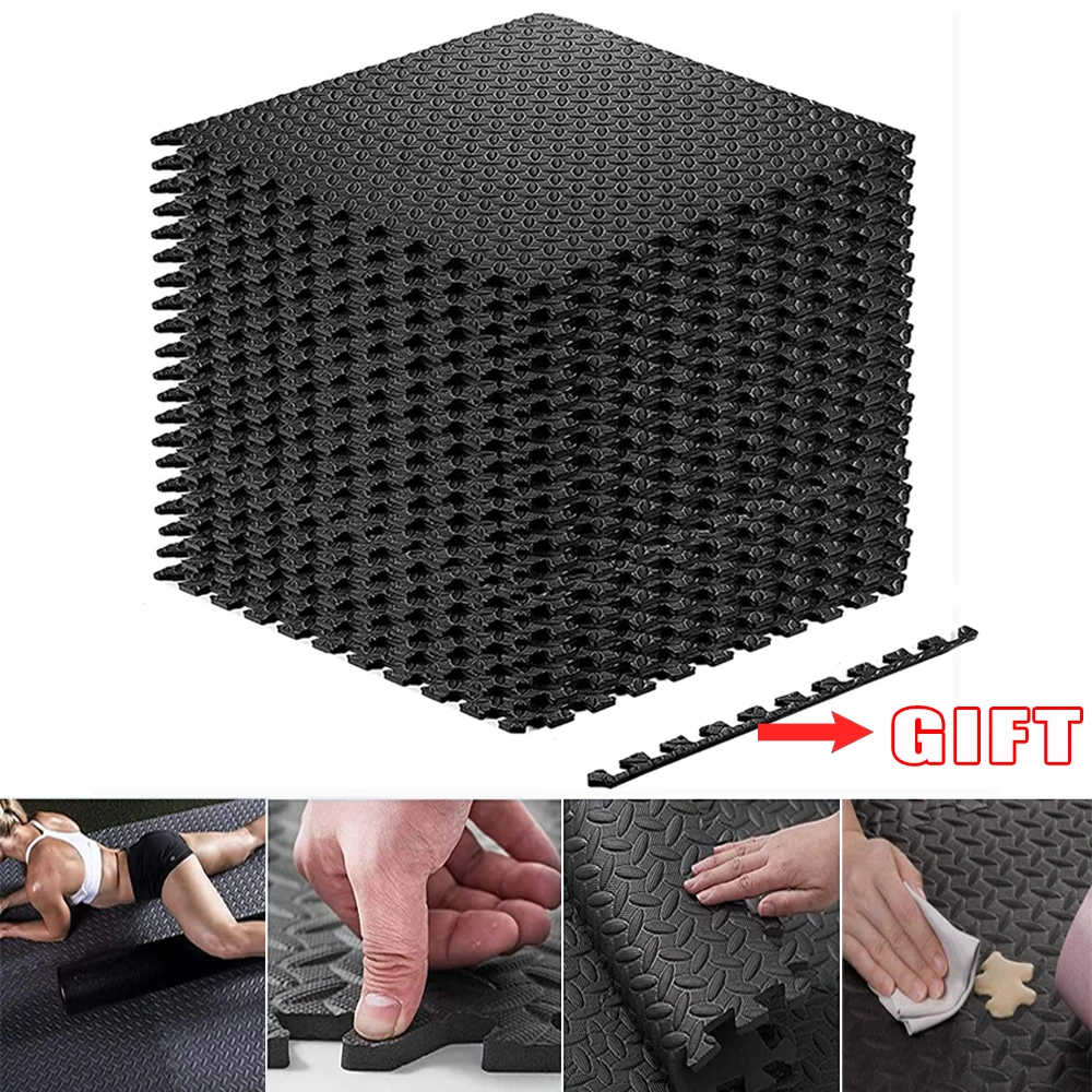 12PCS 30*30cm Sports Protection Gym Mat EVA Leaf Grain Floor Mats Yoga ...