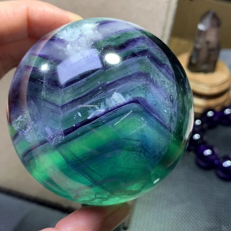 100-Natural-Polished-Colorful-Fluorite-Crystal-Ball-Home-Decor-Office ...