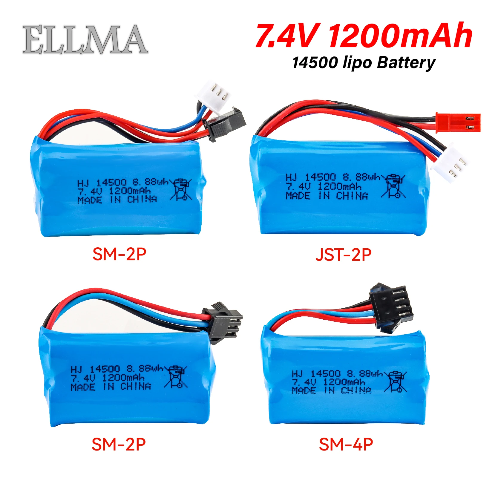 2S-7-4v-1200mah-14500-Li-ion-Battery-for-Electric-Toys-Water-Bullet-Gun ...