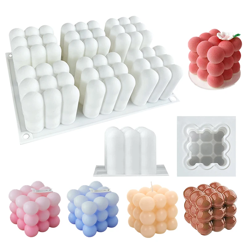 3D Bubble Cube Candle Silicone Mould, DIY Creative Home Decoration Mold ...