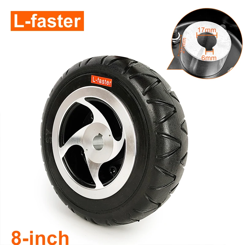 8-Inch Solid Wheel 200x60 Airless Tire 17mm Hole 6mm Keyslot Hub For ...