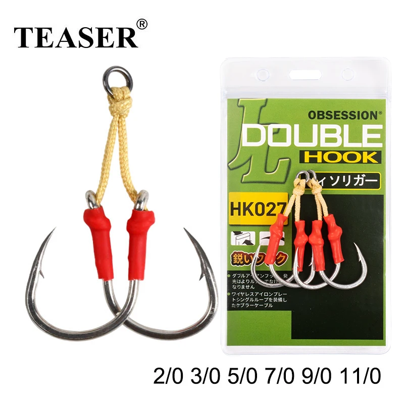 TEASER-Metal-Jig-Assist-Hook-with-Kevlar-Line-Solid-Ring-Jigging-Spoon-Saltwater-Fishhook ...