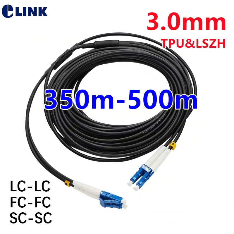 350m400m450m500m blindado 2c fibra óptica patchocord 3mm impermeável LC ...