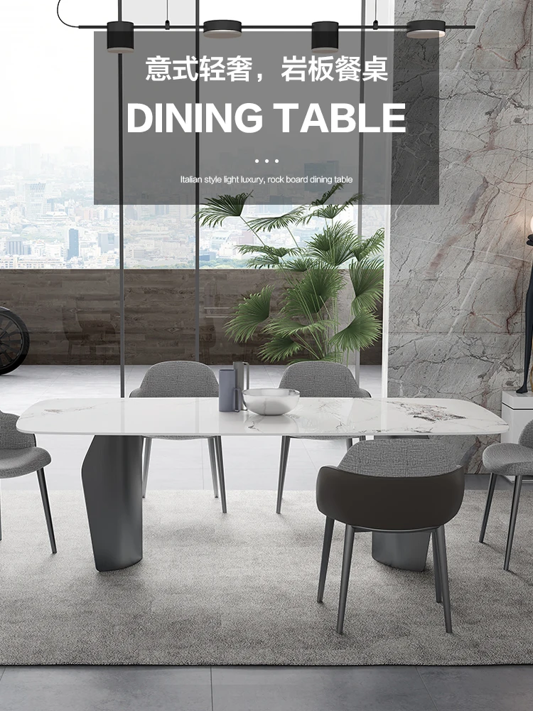 Strict selection of rock plate dining tables and chairs, small household type, light luxury ...
