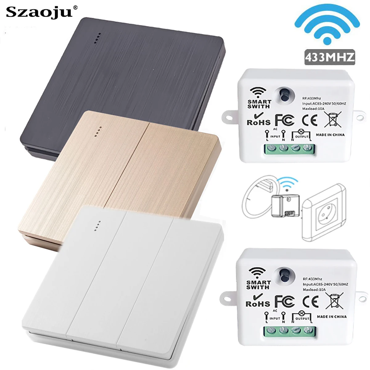 1-2-3-Channel-Button-86-Type-Wall-Panel-RF-433Mhz-Remote-Controller-for ...