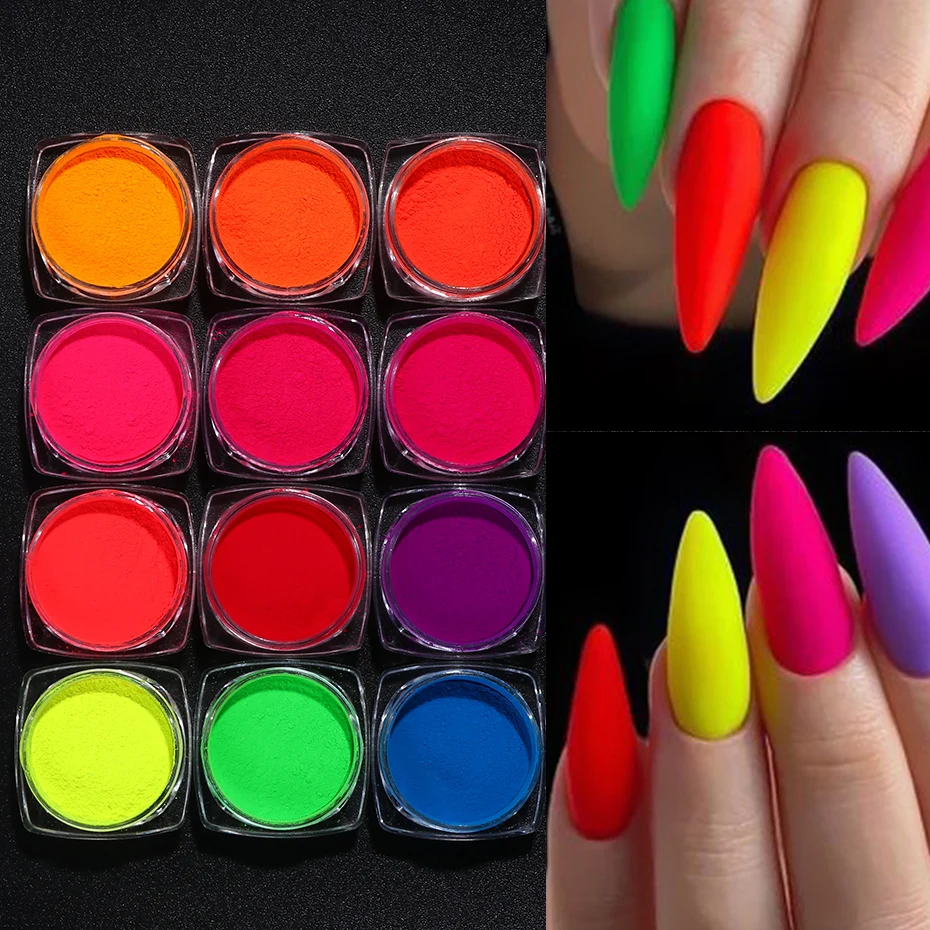 1-Set-Neon-Nail-Powder-Glitter-Fluorescent-UV-Reactive-Chrome-Pigment ...