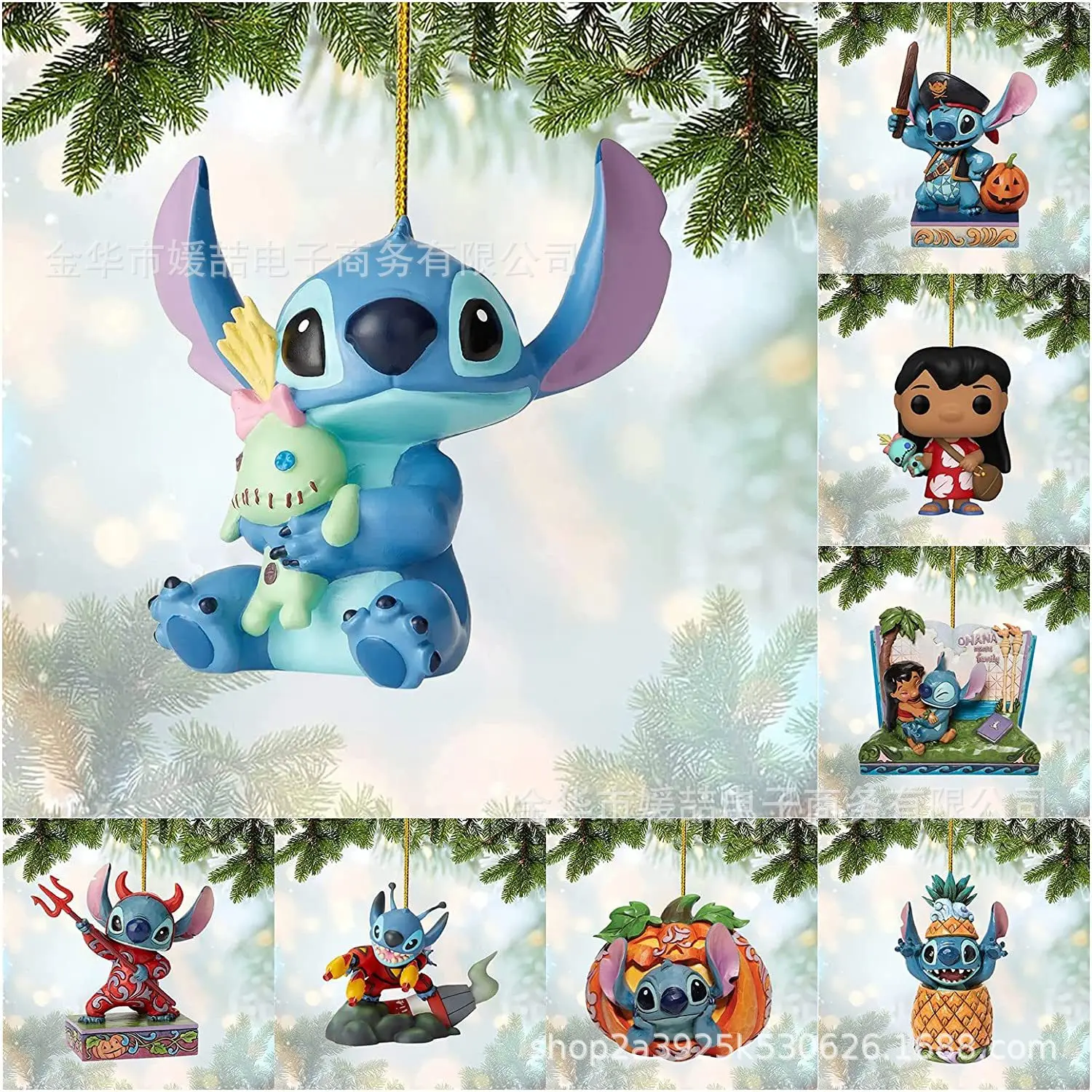 Cartoon Christmas Tree Decoration Anime Figures Lilo & Stitch Pendant ...