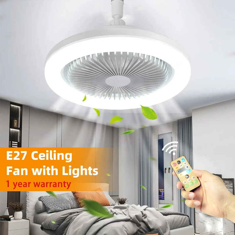 LED-Ceiling-Fan-Lamp-with-Remote-Control-Electric-fan-E27-Mute-Fan ...