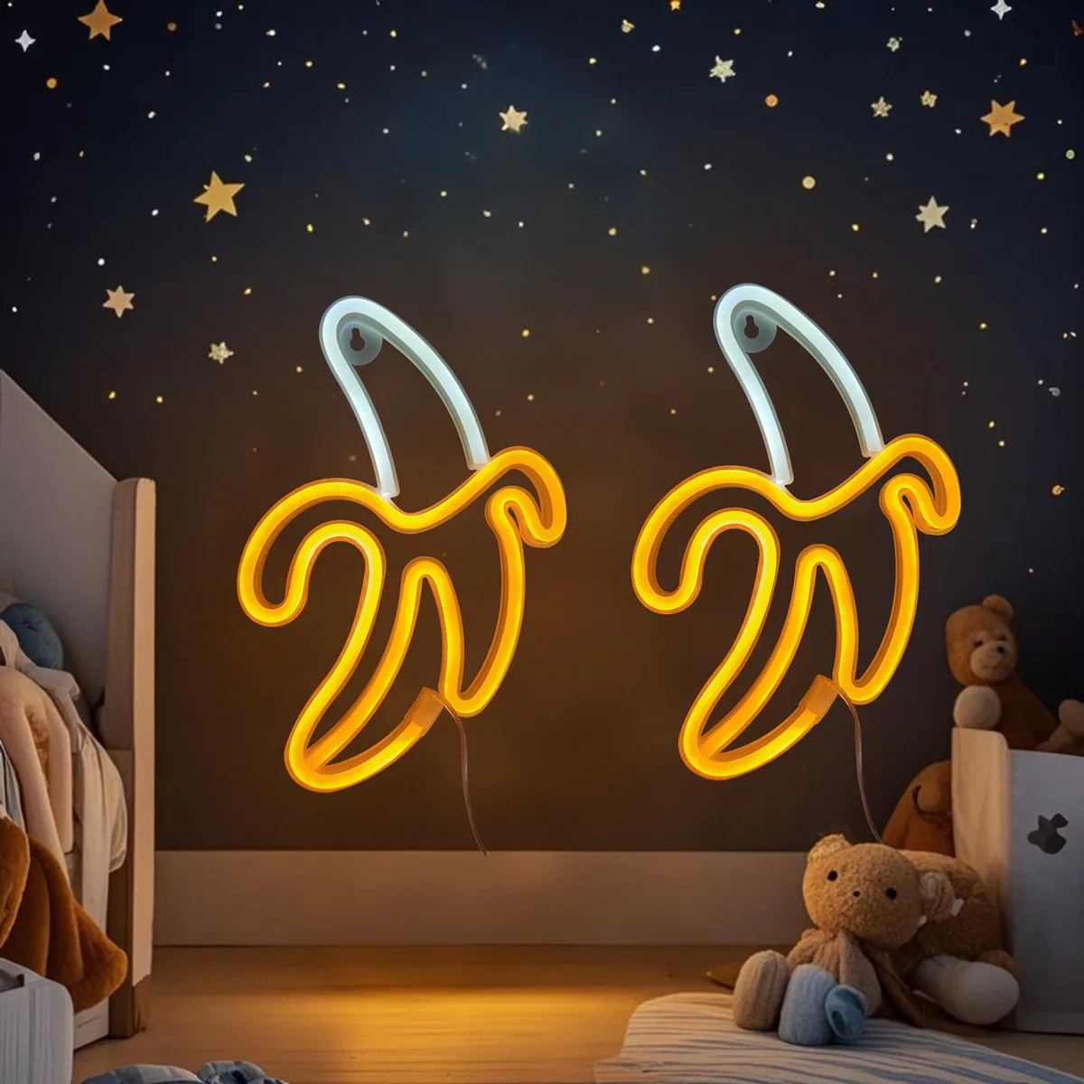 Banana Shaped LED Neon Sign, USB or Battery Dual Power, Wall Hanging ...