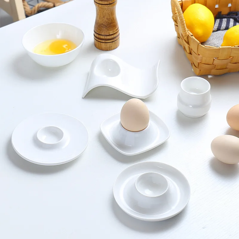 2-5PCS-Pure-White-Ceramic-Plate-Egg-Tray-Egg-Cup-Stand-Storage-Kitchen ...