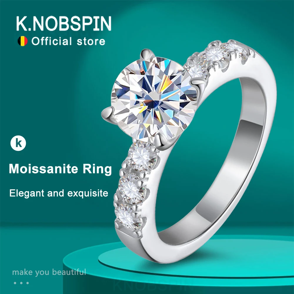 KNOBSPIN-D-VVS1-2ct-Moissanite-Rings-for-Women-Engagement-Wedding-Brilliant-Lab-Diamond-Band ...