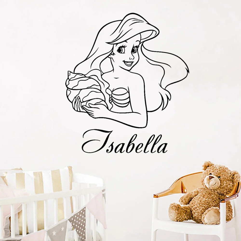 Personalized Mermaid Ariel Wall Decal Custom Name Vinyl Wall Sticker ...