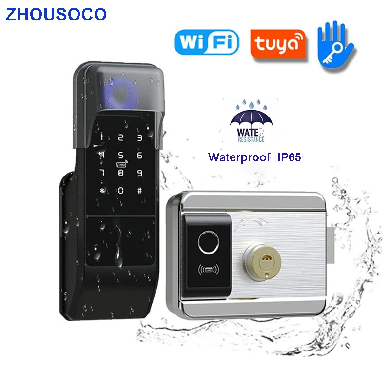 Waterproof Tuya Wifi Outdoor Smart Fingerprint Door Lock Digital Ic ...