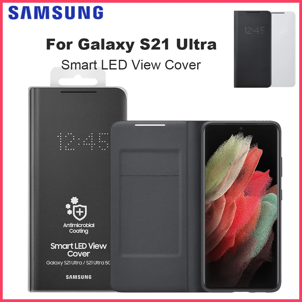 Original-Samsung-Galaxy-S21-Ultra-Case-LED-Wallet-Cover-For-S21Ultra-5G ...