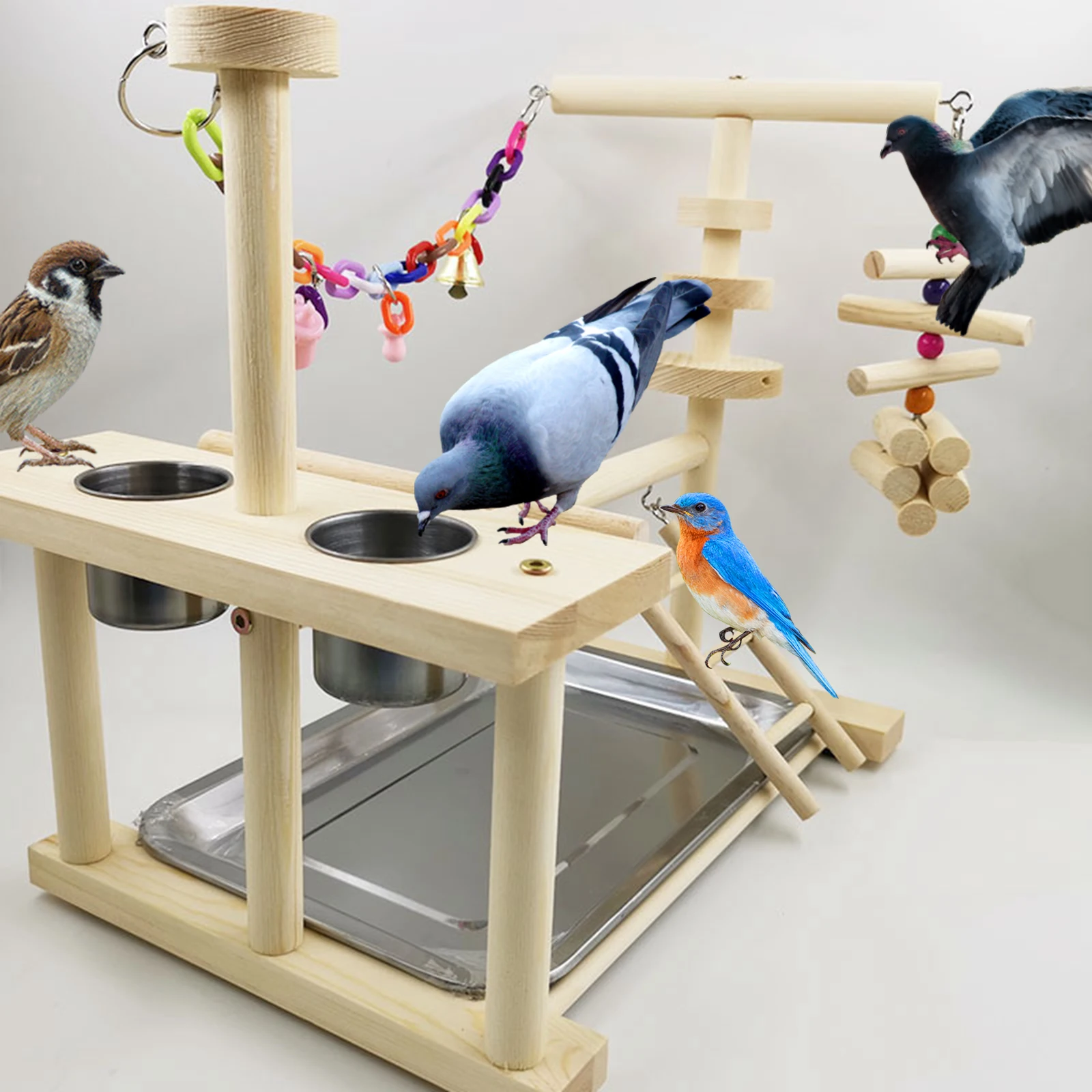Wood-Pet-Parrot-Playstand-Bird-Play-Stand-Perch-Gym-W-Tray-Playground ...