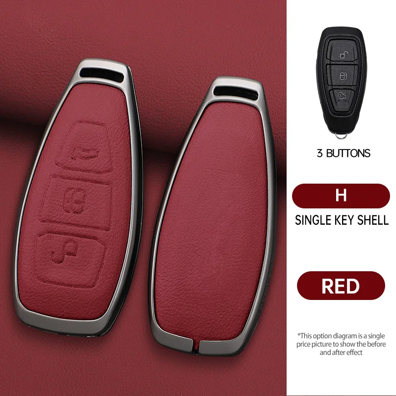 Zinc-alloy-leather-Car-Key-Case-For-Ford-Puma-Grand-C-Max-Focus-Mondeo ...