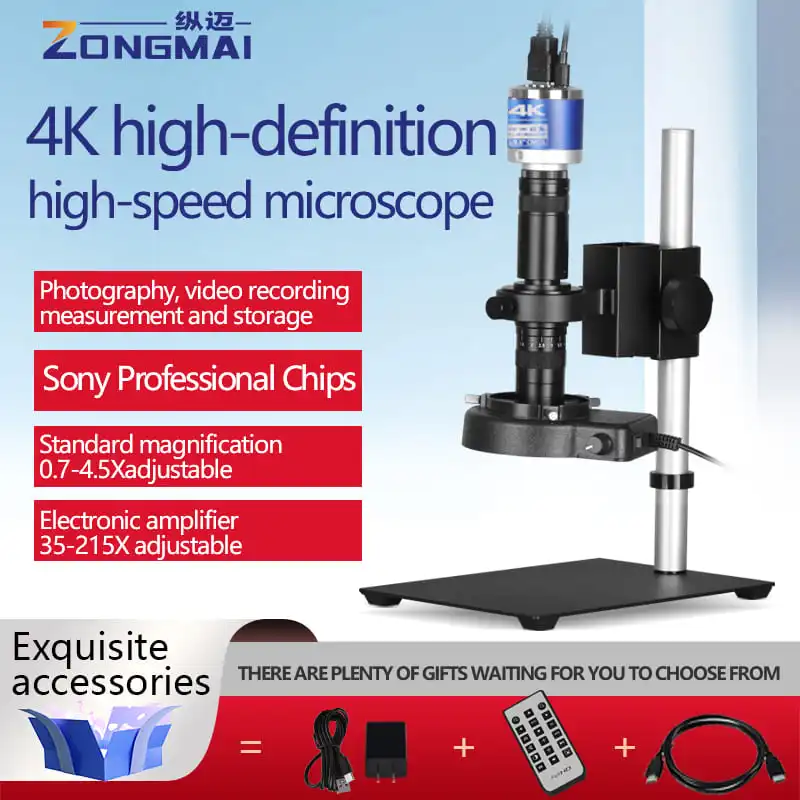 4K-HDMI-Video-Monocular-Continuous-Zoom-Microscope-Computer-Measurement ...