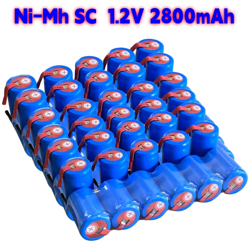 New 4/5 SC Sub C Battery High-Discharge 1.2V 2800mAh Rechargeable Ni-MH ...